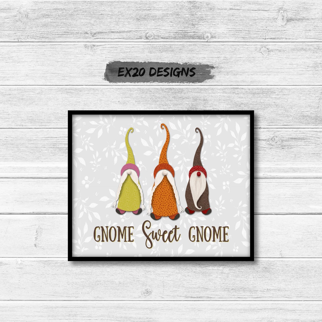 Gnome Sweet Gnome Art Print DIGITAL DOWNLOAD Country Farmhouse, Playful ...