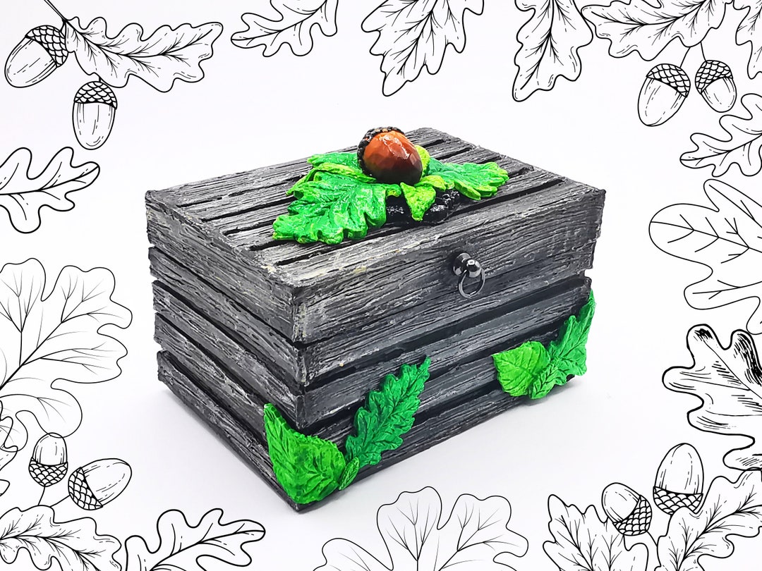 Acorn Storage Box | Secret Mystical Oak Chest | Wood Antique | Green ...