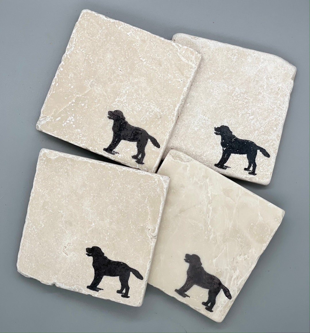 Tumbled Marble Black Labrador Coasters W/ Cork Backing: Dog, Gifts ...