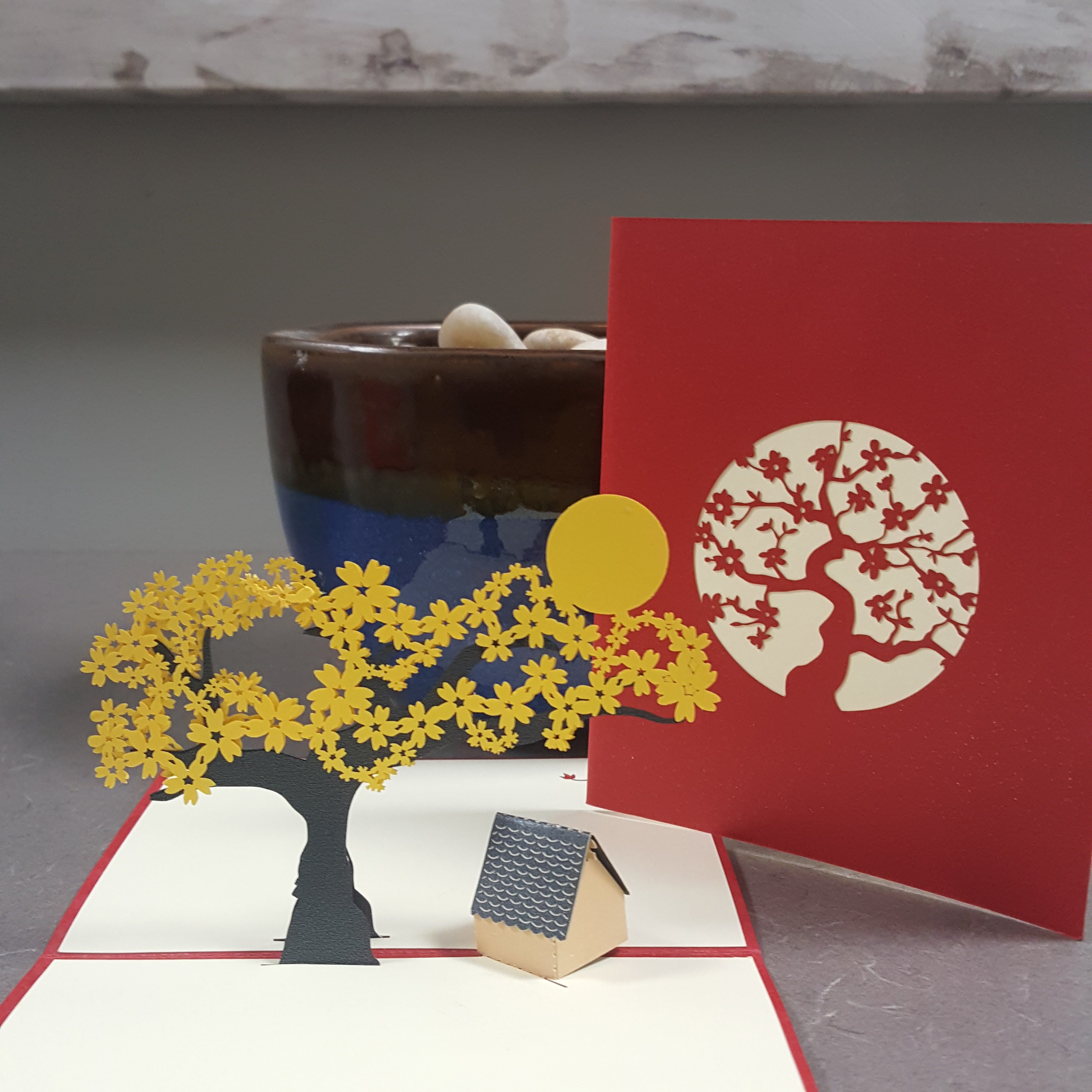 Tree Card, Welcome Home Card, 3D Popup Greeting Cards - Vintage ...