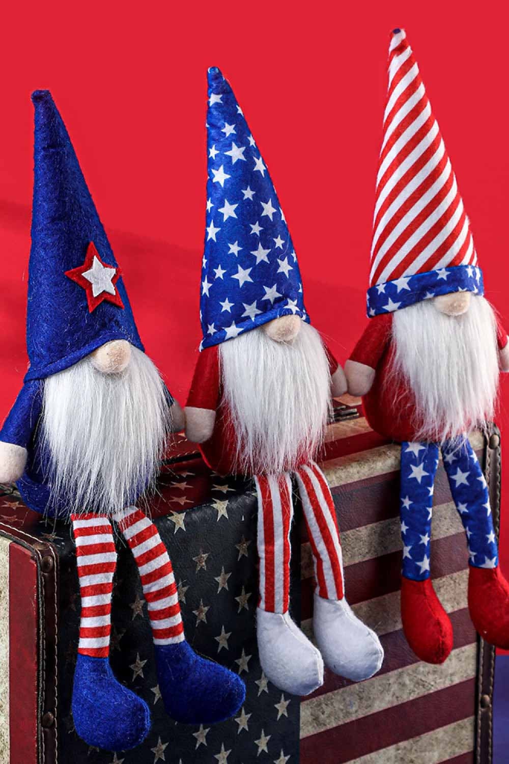 Tripplet Patriotic 4th of July Gnome Uncle Sam Gnome Red, White and ...