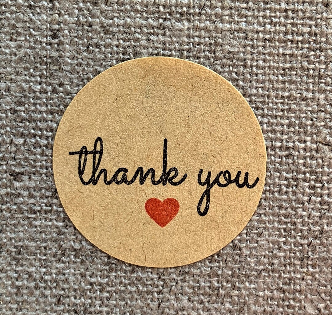 Small Thank You Stickers, Round Kraft Sticky Labels, Eco Sticker, 10 ...