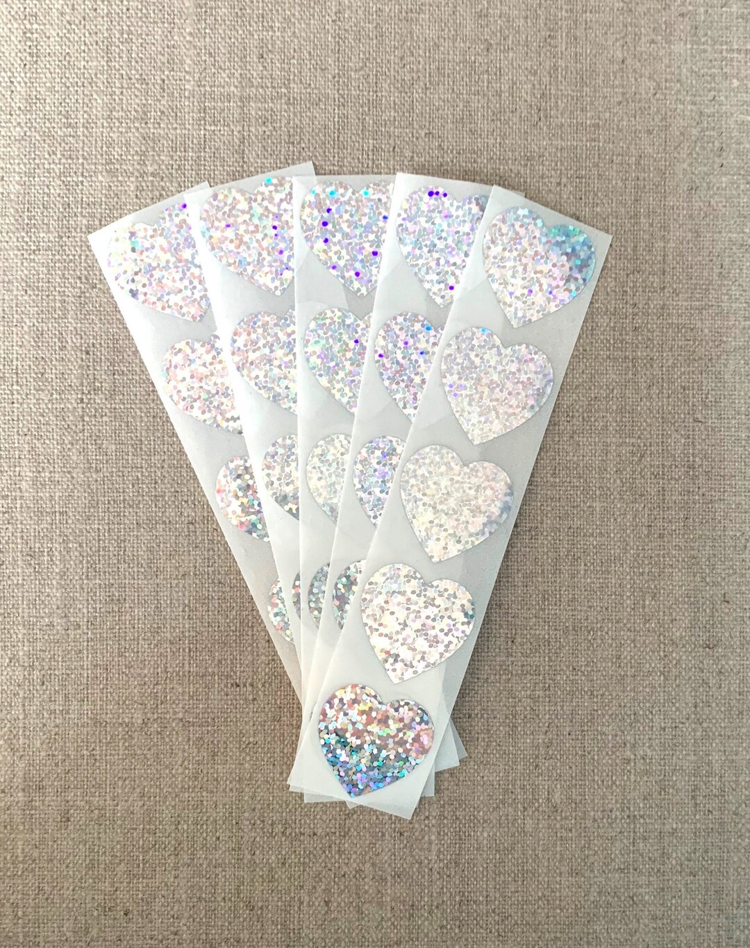 Heart Sticky Labels, Small Silver Holograph Heart Wedding Stickers, 5 ...