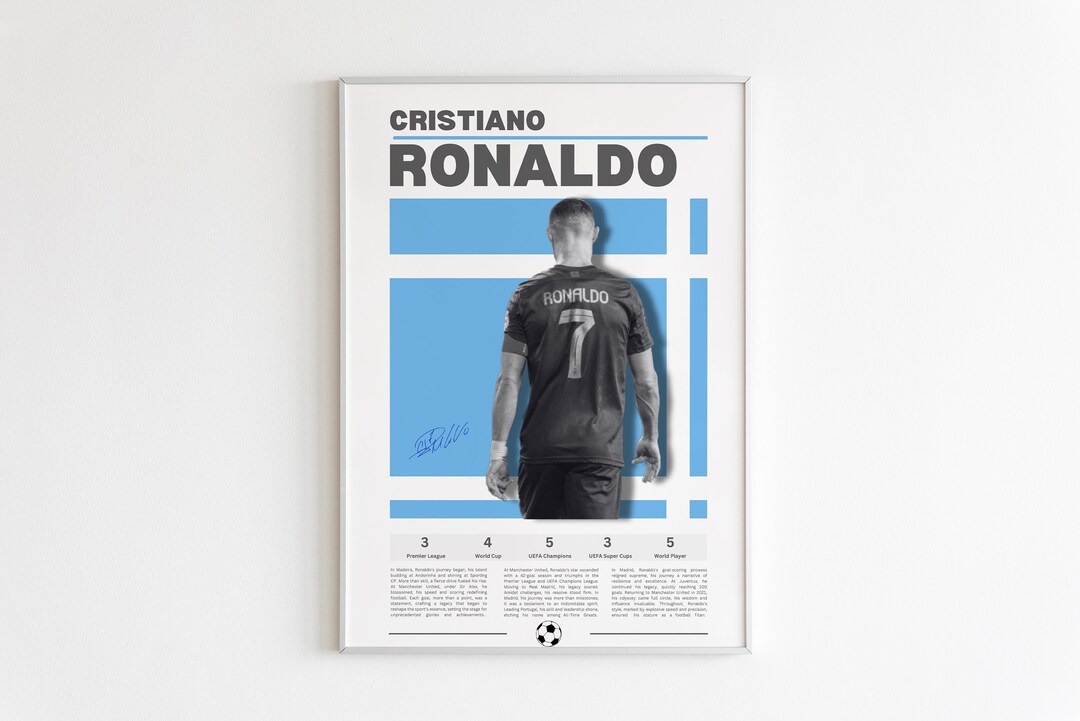 Christiano Ronaldo Digital Poster Soccer Legend Art, CR7 Collectible ...