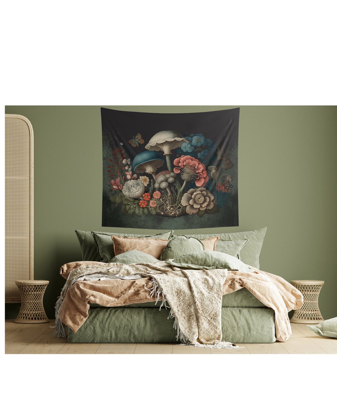 Mushroom Tapestry Dark Cottage Core Decor Fairycore Decor Dark Wall Art ...