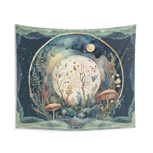 Moon Tapestry Goblincore Cottage Core Decor Fairycore Decor Mushroom ...