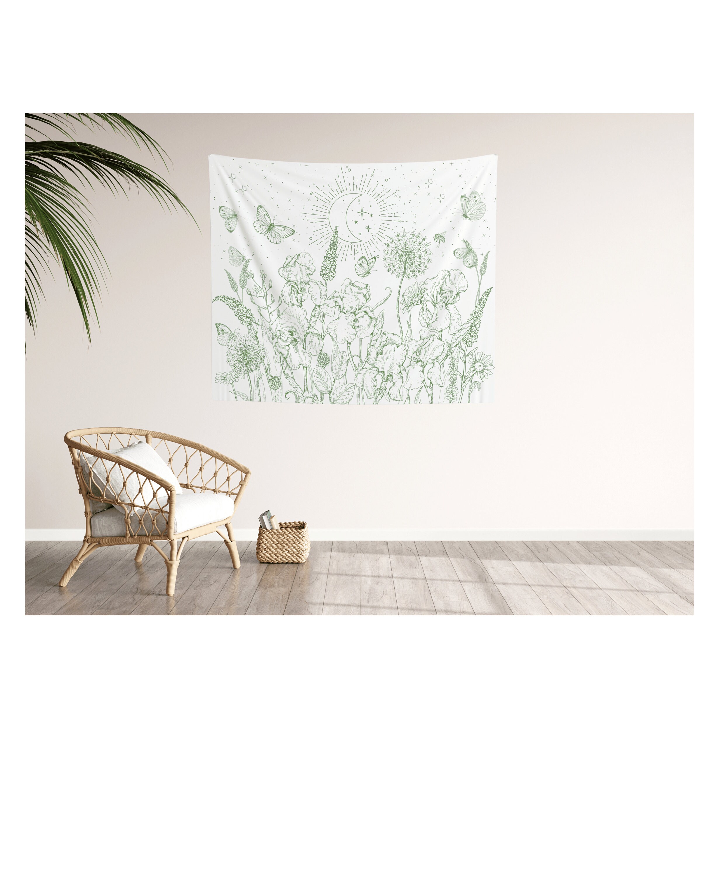 Sage Green Flower Tapestry Cottage Core Decor Goblincore Indie - Etsy