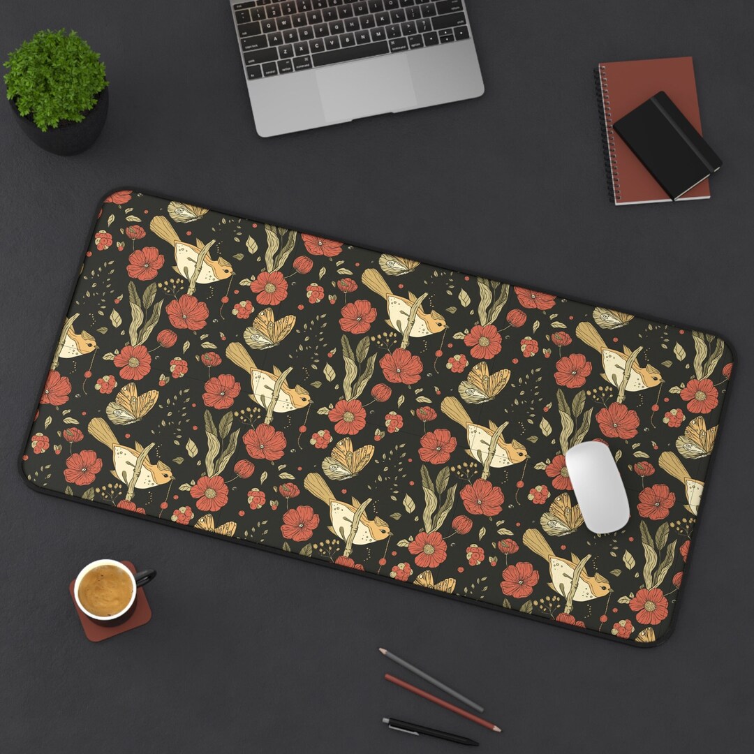Cottagecore Desk Mat Gift for Her Lofi Bird Desk Mat Keyboard Mat Home ...