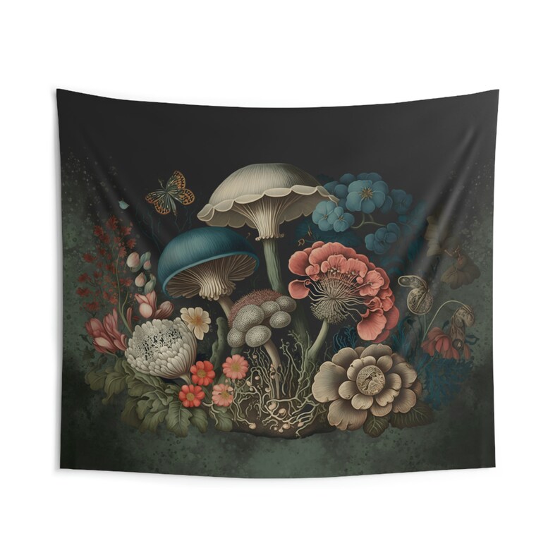 Mushroom Tapestry Dark Cottage Core Decor Fairycore Decor Dark Wall Art ...