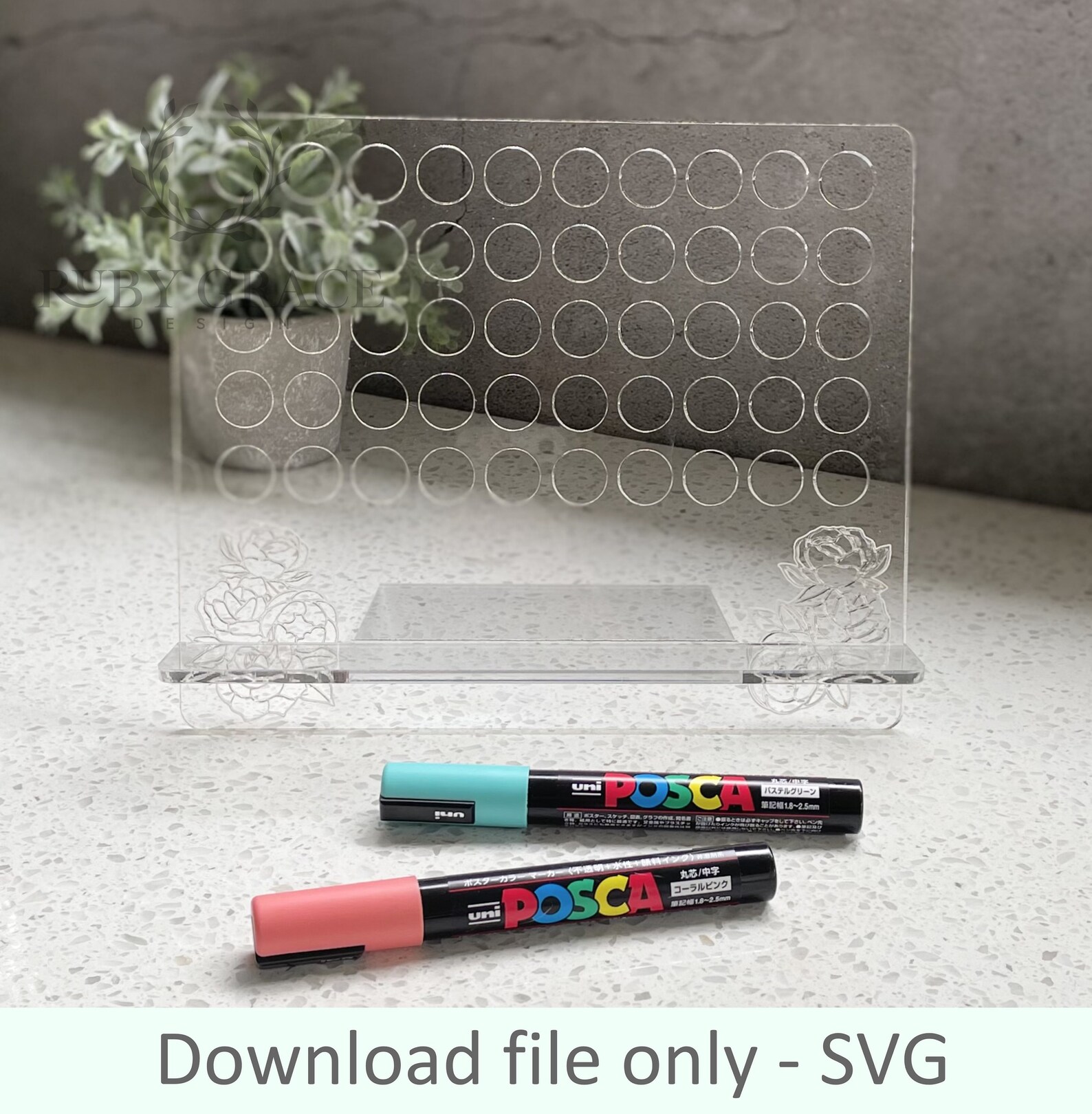 Posca Marker Pen Holder Stand Shelf Florals 50 Marker Pens Personalize ...