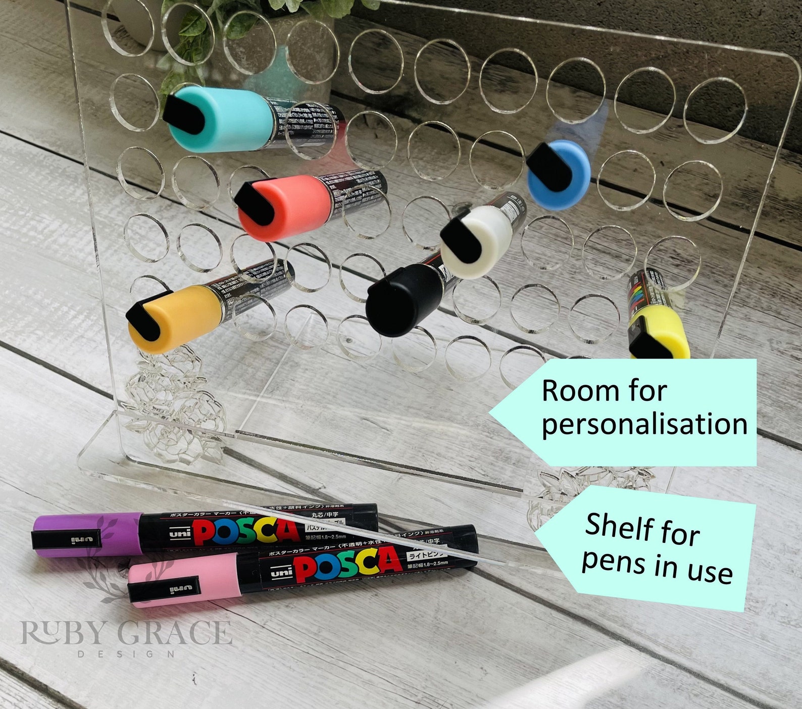 Posca Marker Pen Holder Stand Shelf Florals 50 Marker Pens Personalize ...