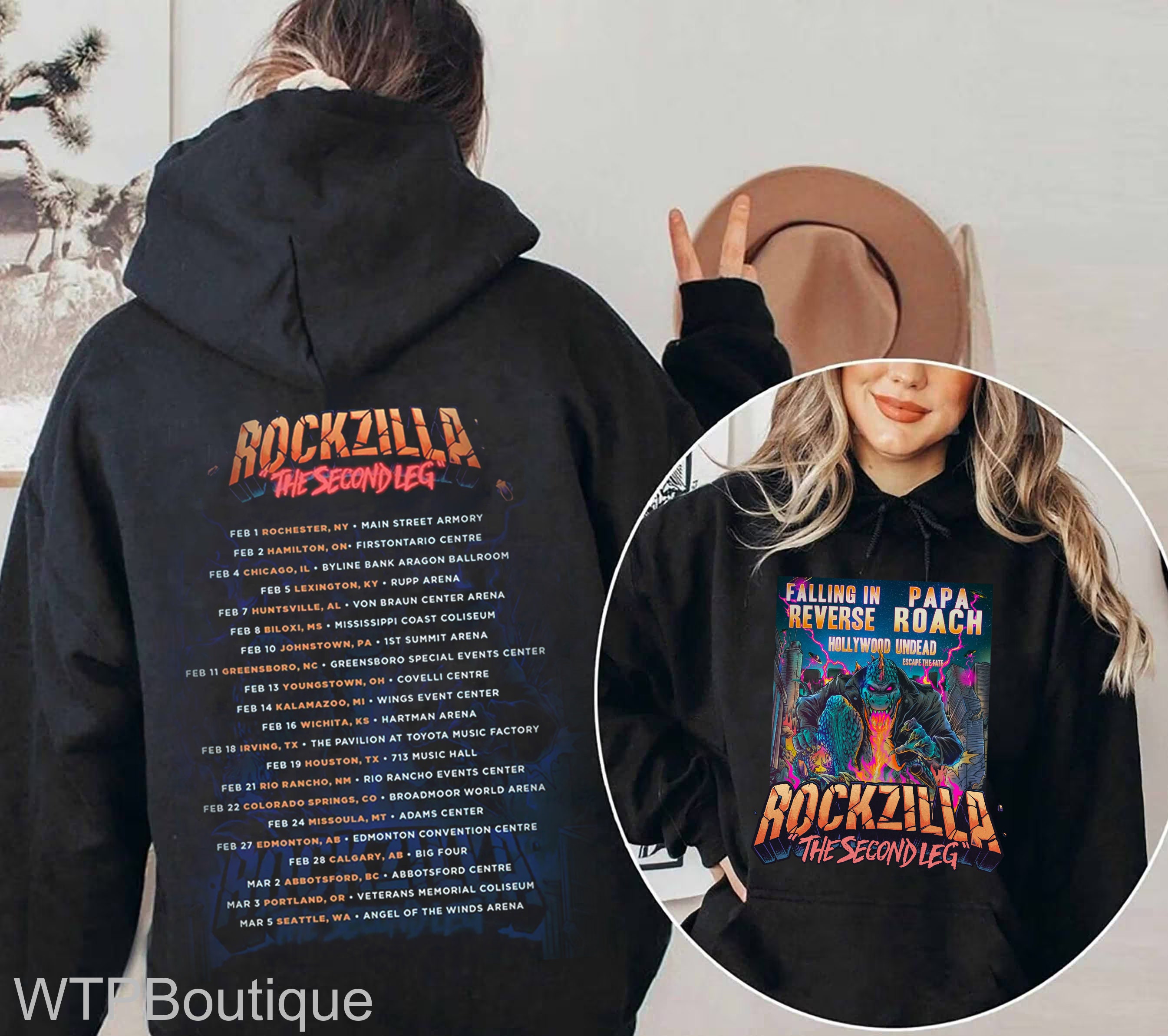 Rockzilla The Second Leg Tour 2023 Shirt, Papa Roach Falling In Reverse ...
