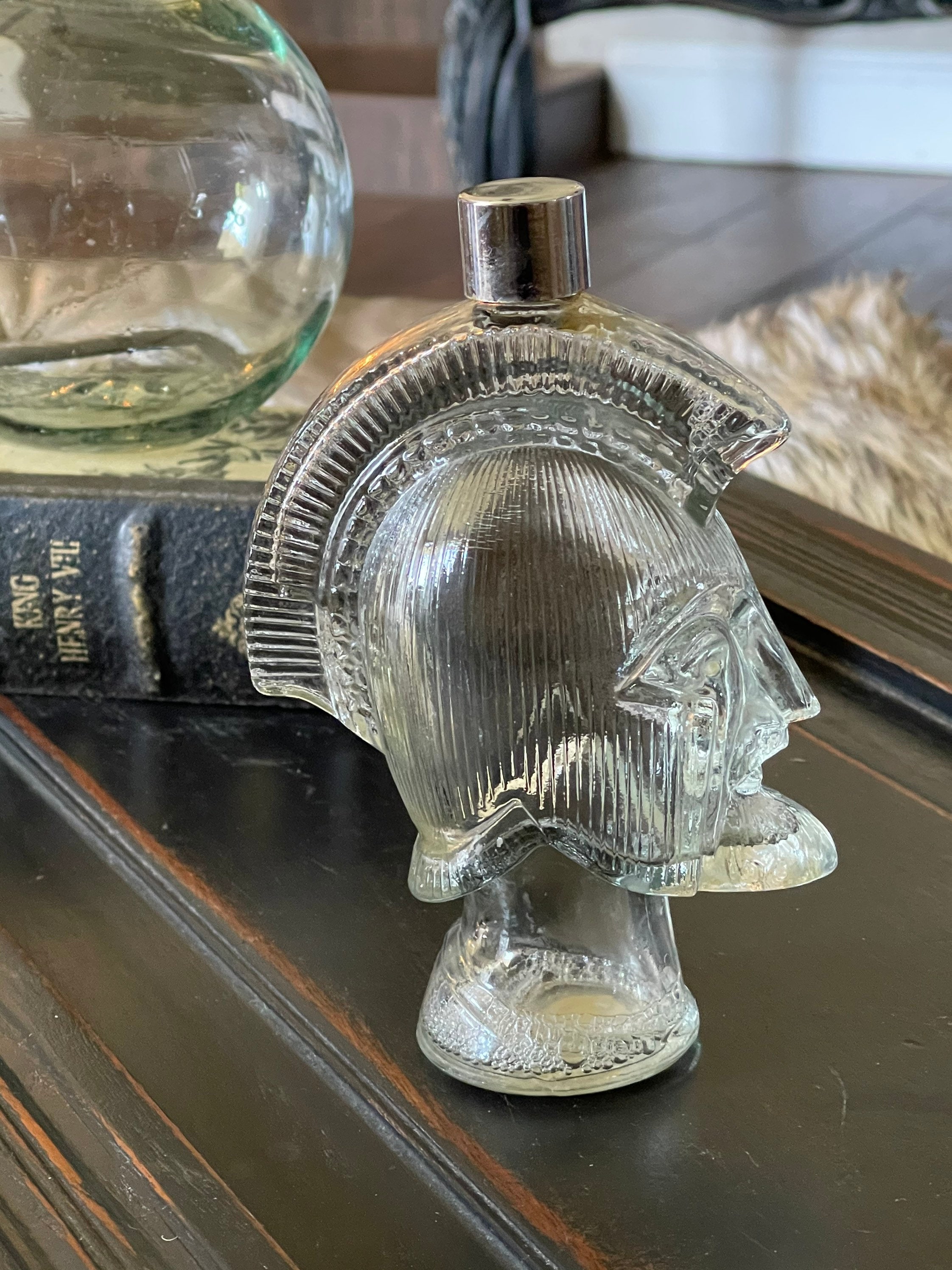 Vintage Cologne Trojan Head Glass Bottle - Etsy