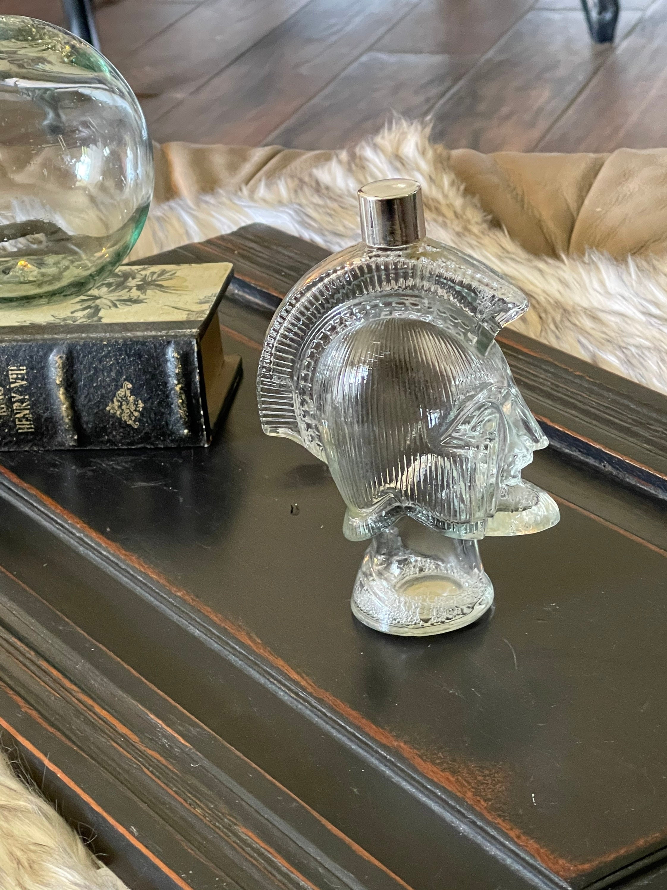 Vintage Cologne Trojan Head Glass Bottle - Etsy