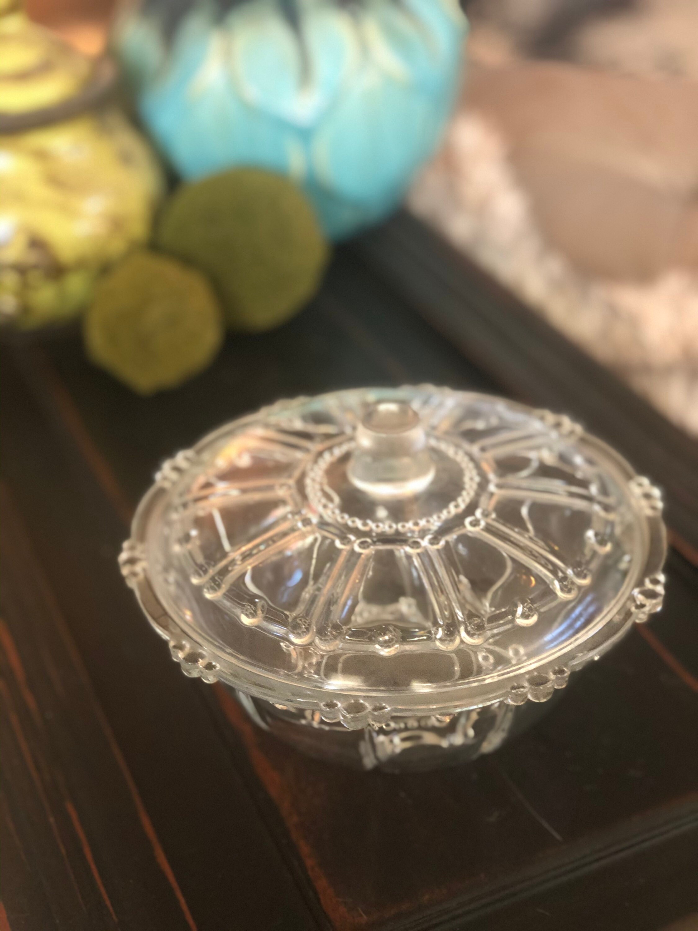 Clear Vintage Beaded Glass Bowl Etsy