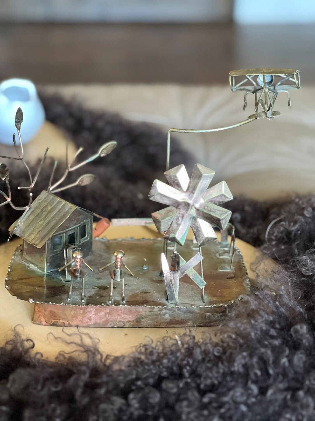 Vintage Copper Windmill and Crop Duster Airplane Music Box - Etsy