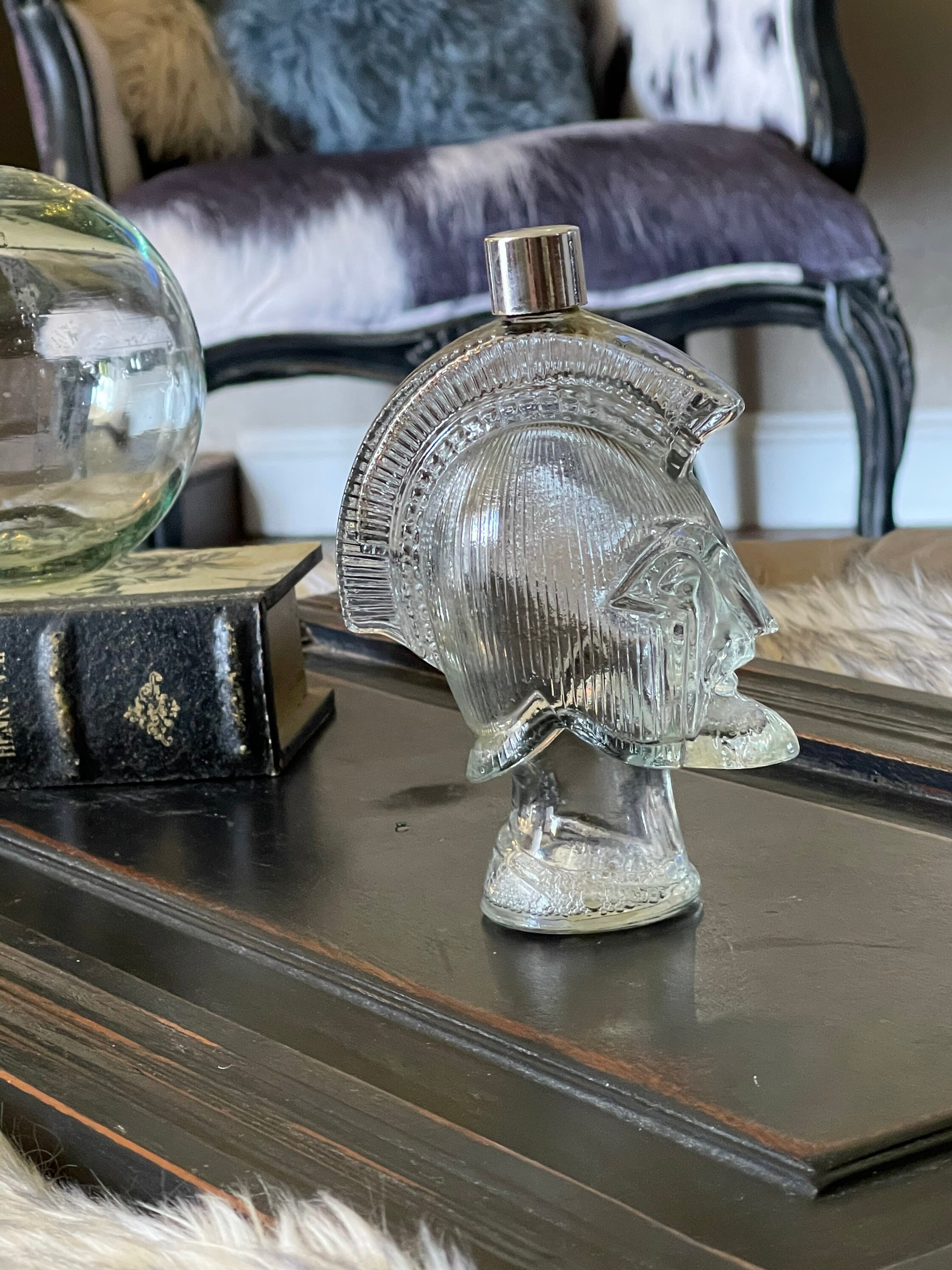 Vintage Cologne Trojan Head Glass Bottle - Etsy