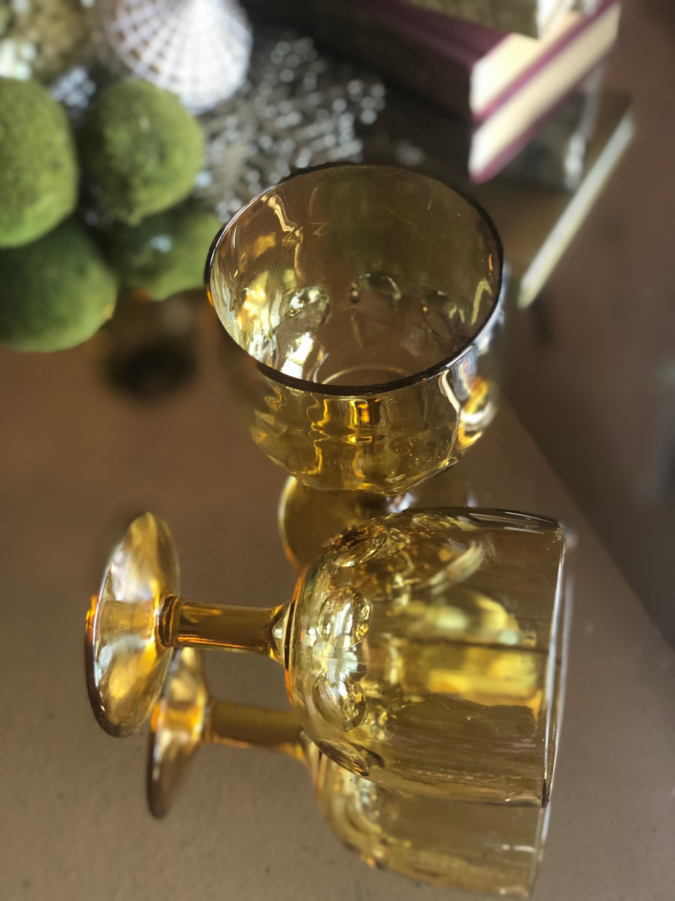 Pair of Large Amber Glass Goblets - Etsy