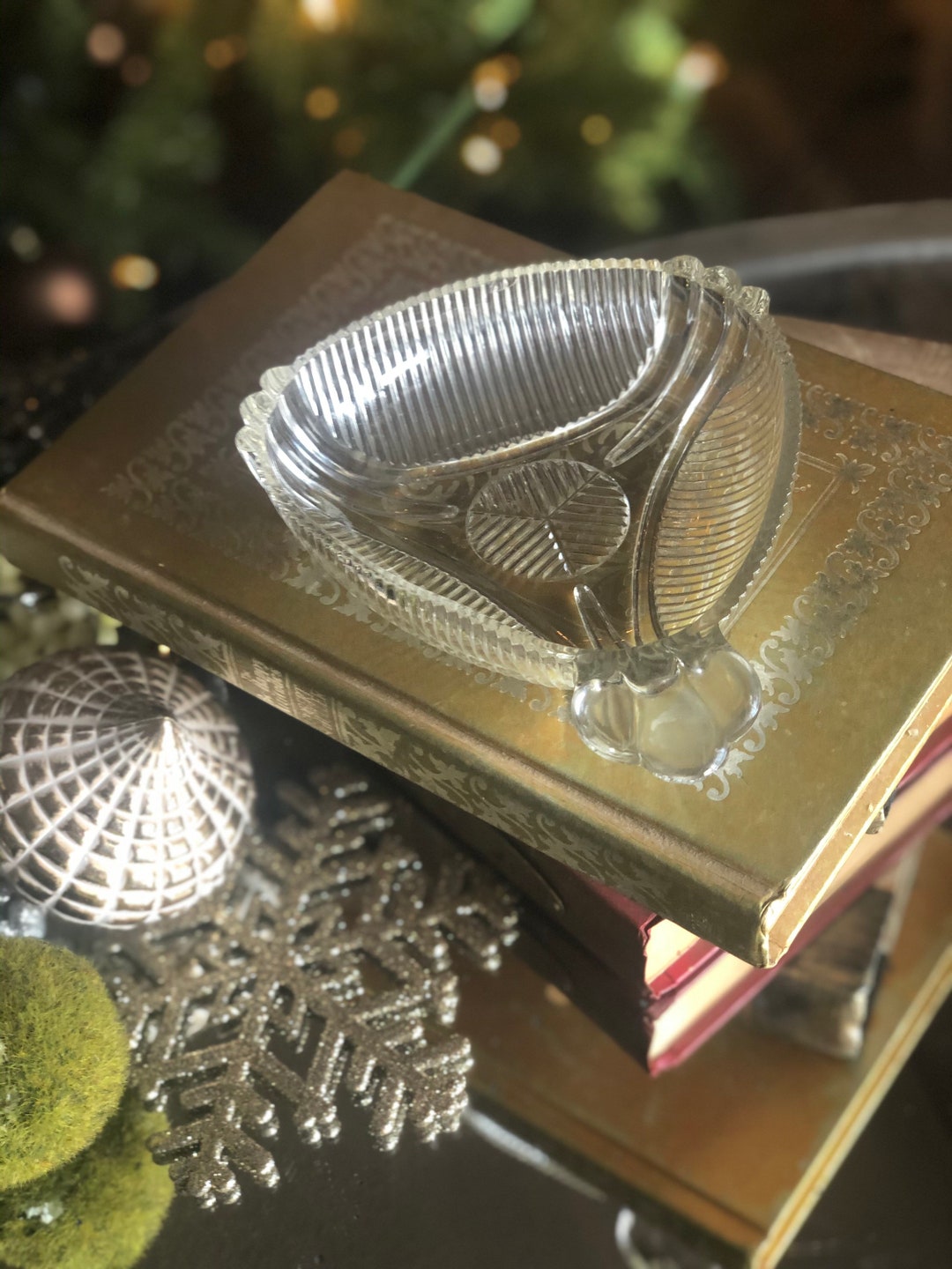 Vintage Pressed Triangular Shaped Glass Dish - Etsy