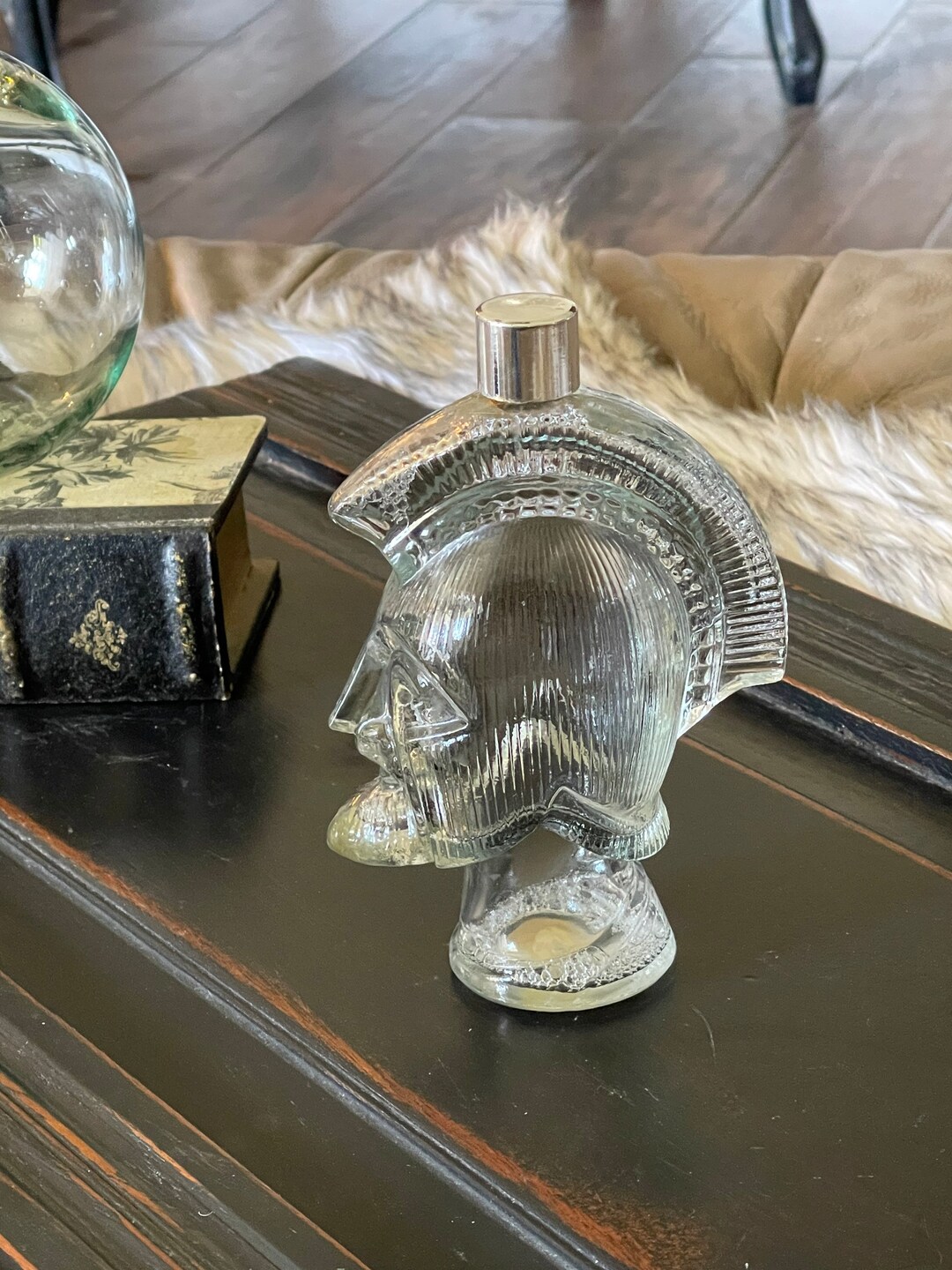 Vintage Cologne Trojan Head Glass Bottle - Etsy