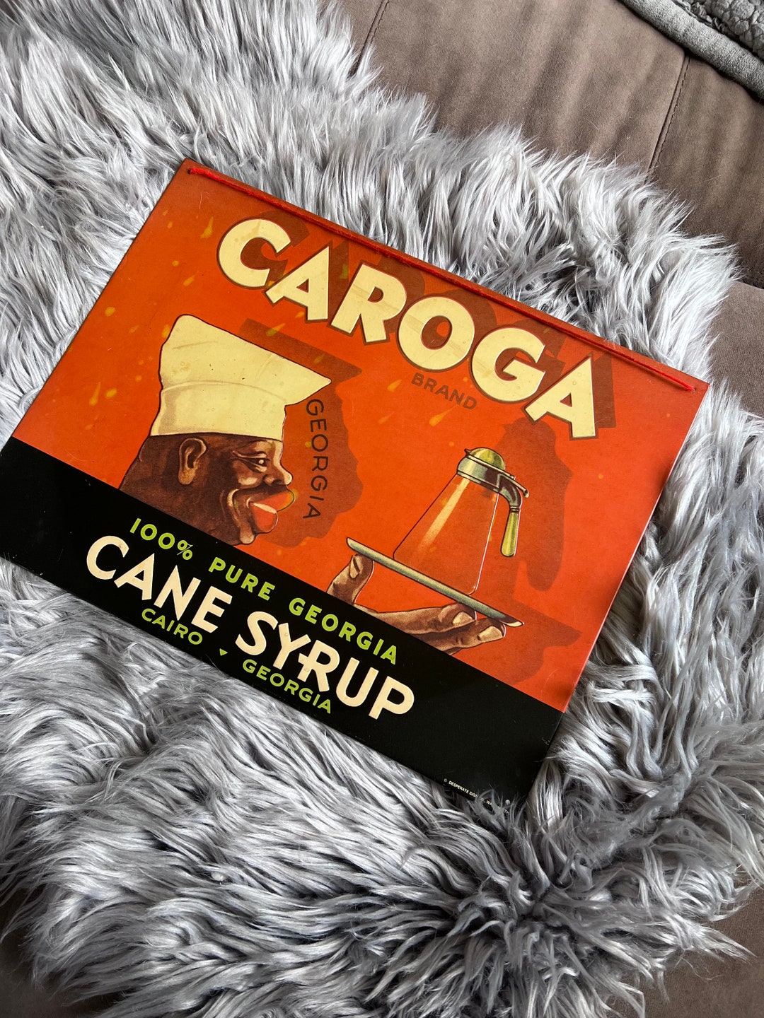 Vintage Caroga Cane Syrup Metal Sign - Etsy