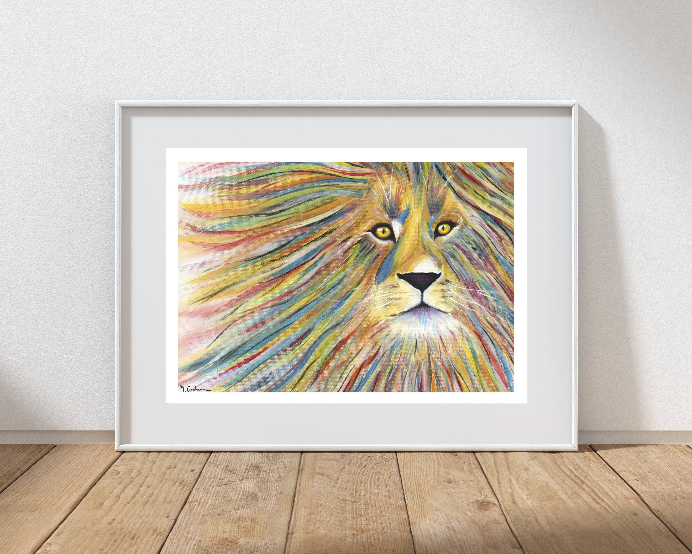 Multicoloured Lion Print Acrylic Spirit Animal Abstract | Etsy