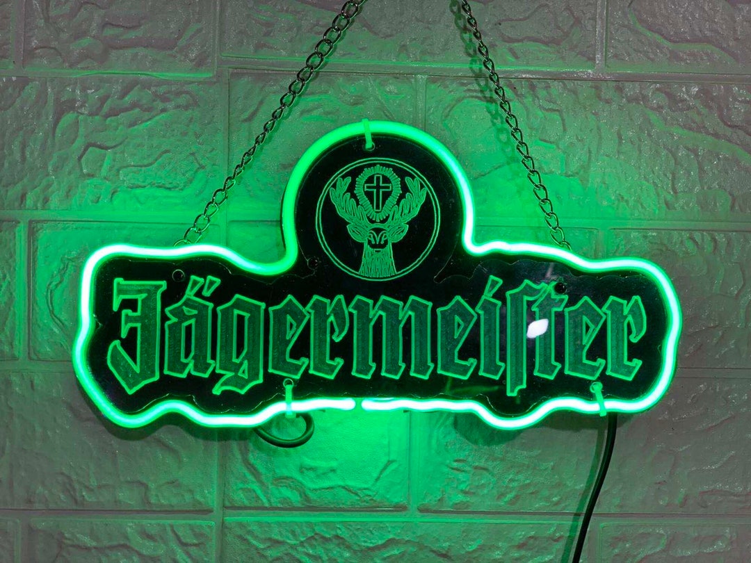 Bar Neon Sign Jagermeister Man Cave Custom Neon Sign LED Neon Light ...