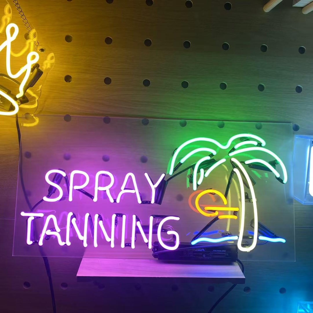Spray Tanning Palm Tree Neon Sign Handmade Neon Light Salon Decor - Etsy