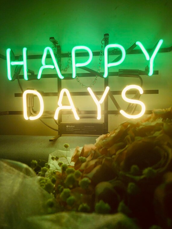 Neon Sign Bedroom Happy Days Man Cave Decor Handcrafted Neon | Etsy