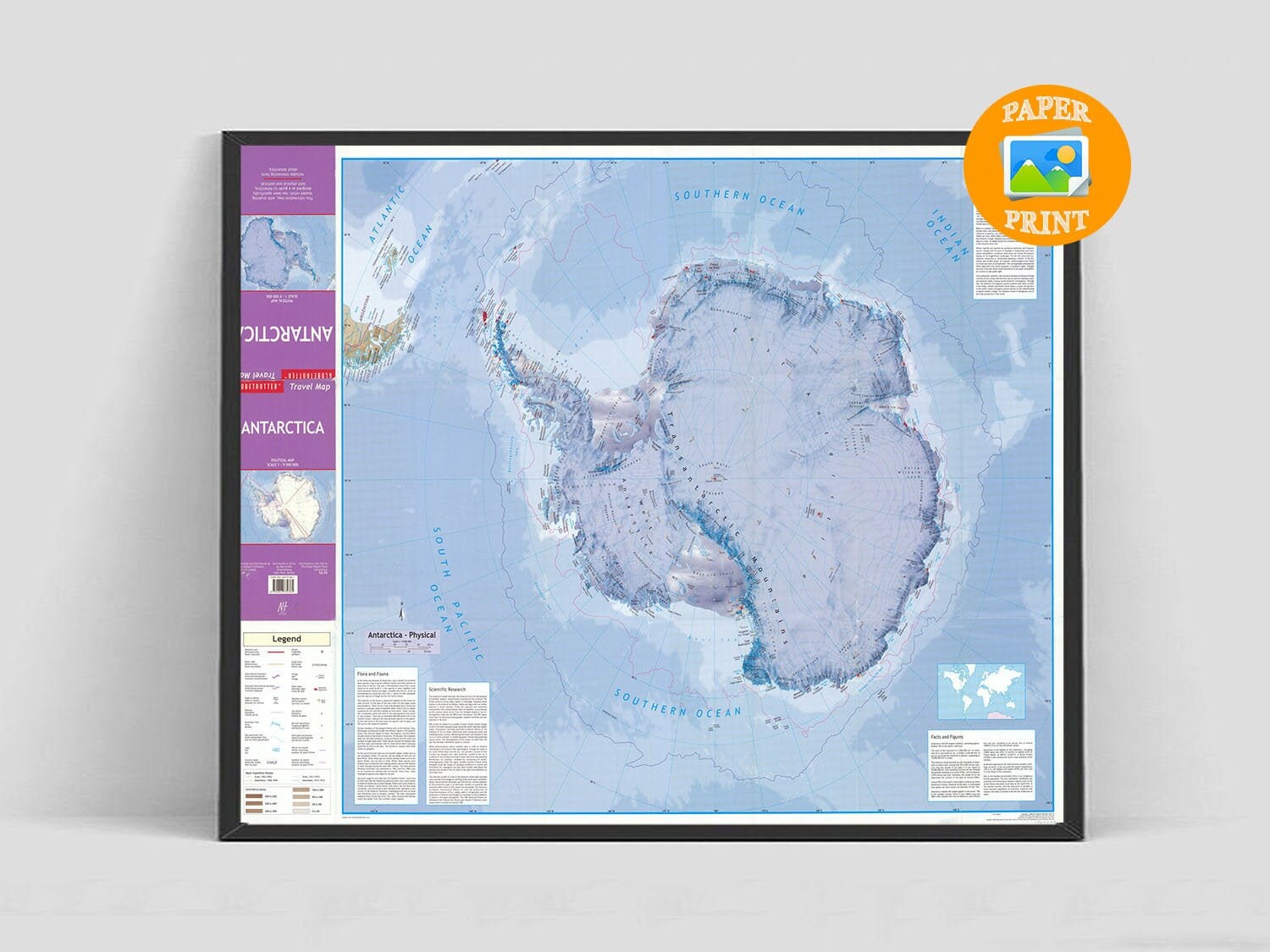 Antarctica Map Art Print Retro Map of Antarctica Home Wall | Etsy