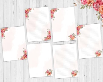 Printable Stationery Paper Floral Writing Paper Digital | Etsy