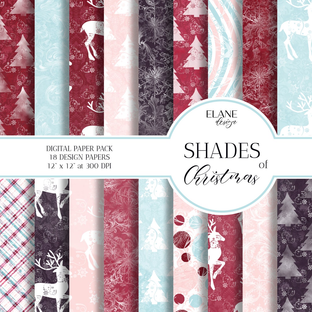 Winter Digital Paper, Christmas Scrapbook Paper, Blue Seamless Pattern ...