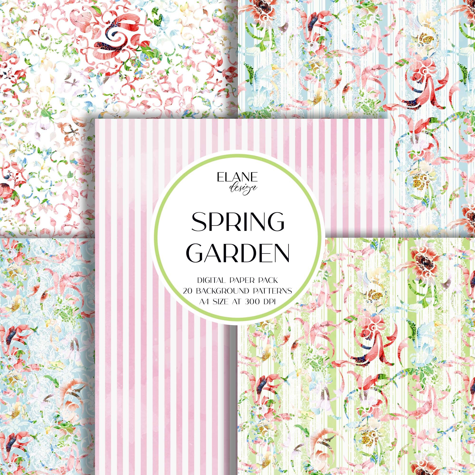 Spring Floral Digital Paper, Printable Junk Journal Paper, Watercolor ...