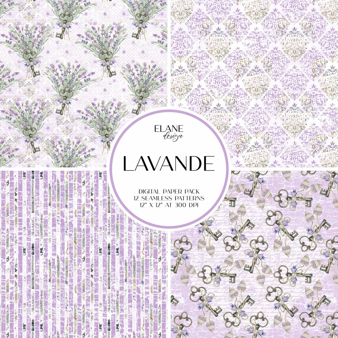 Lavender Digital Paper Purple Floral Seamless File Provence - Etsy