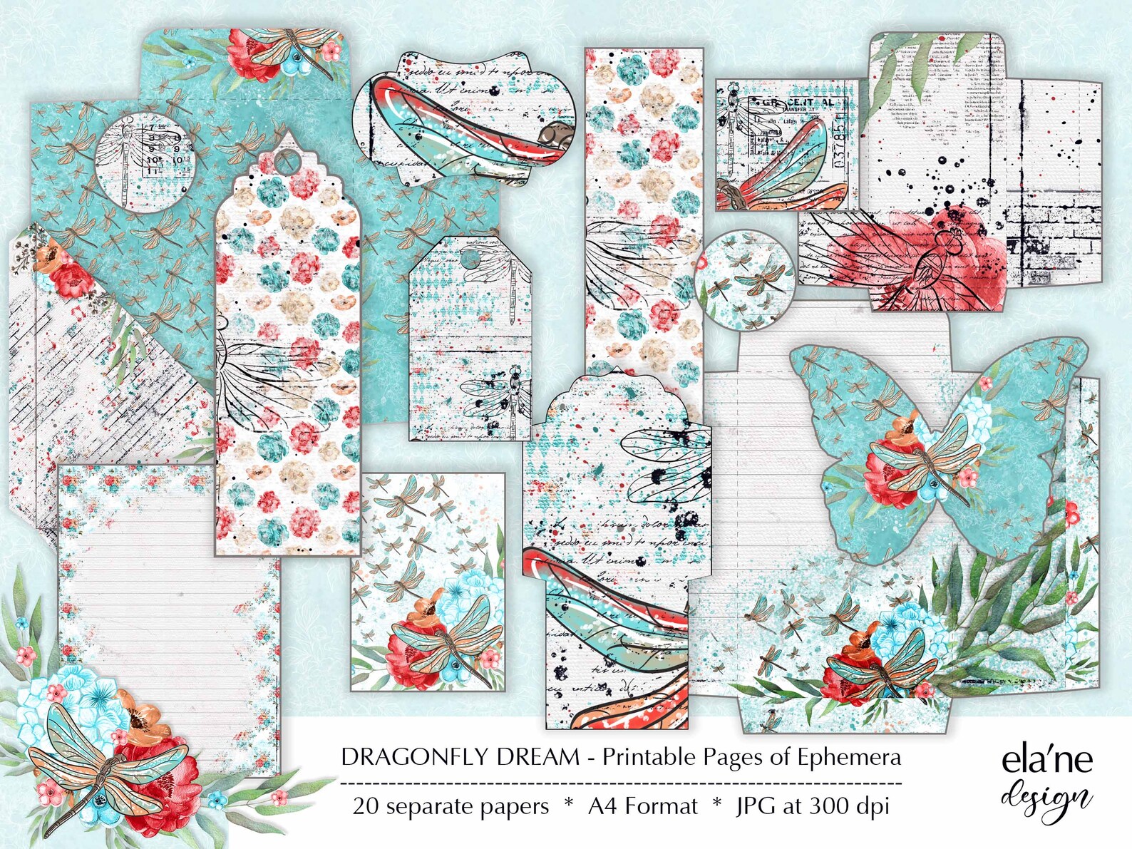 Dragonfly Ephemera Printable Dragonfly Journal Dragonfly - Etsy