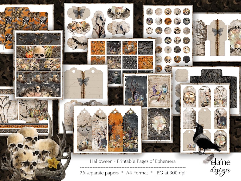 Halloween Digital Paper Gothic Pattern Halloween Journal - Etsy