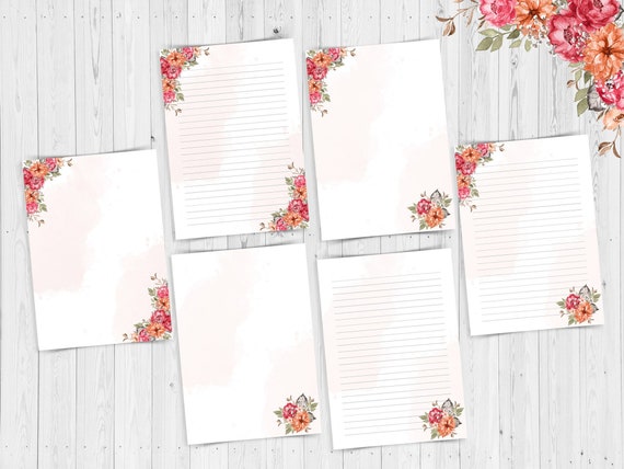 Printable Stationery Paper Floral Writing Paper Digital | Etsy