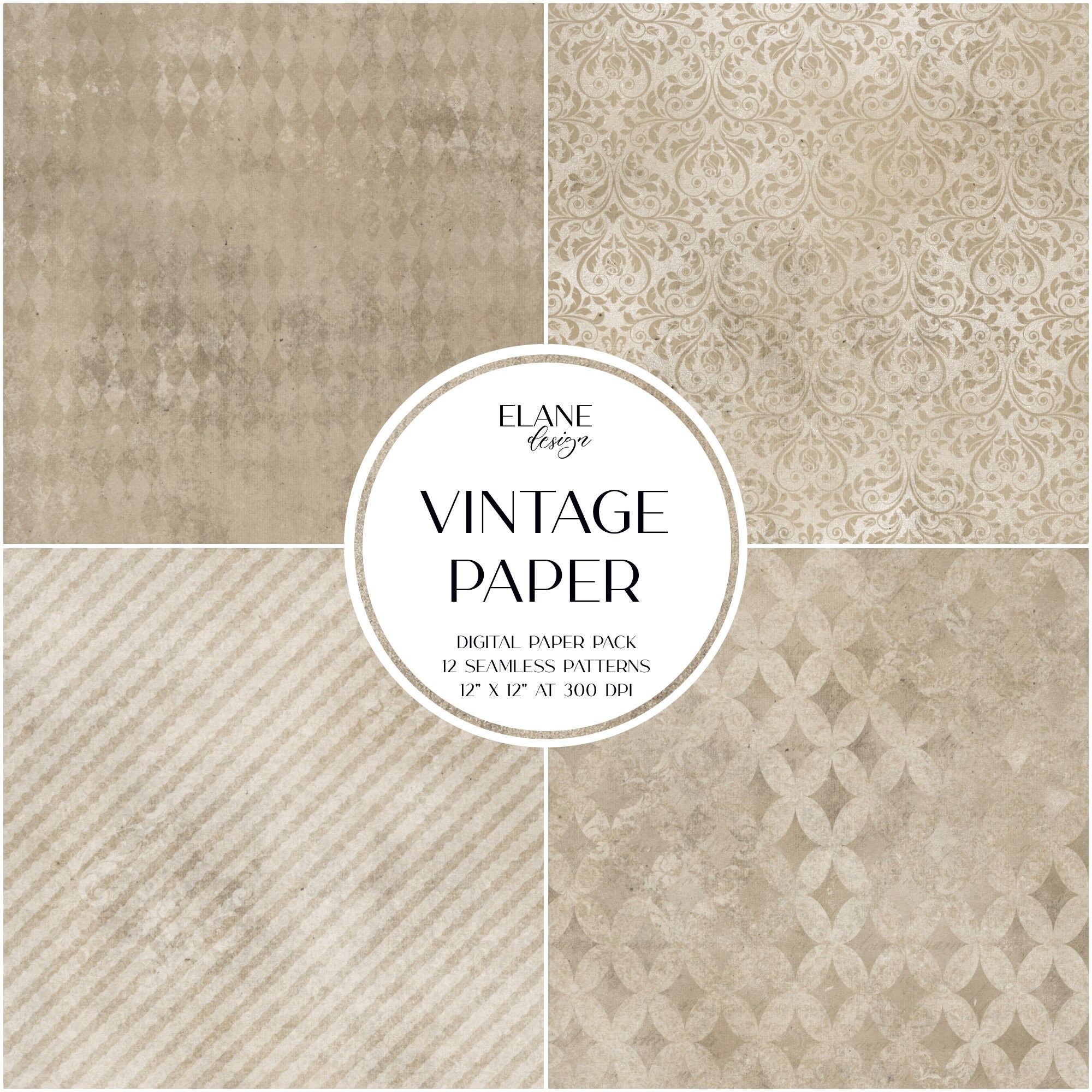 Kraft Digital Paper Damask Seamless Pattern Vintage Seamless - Etsy