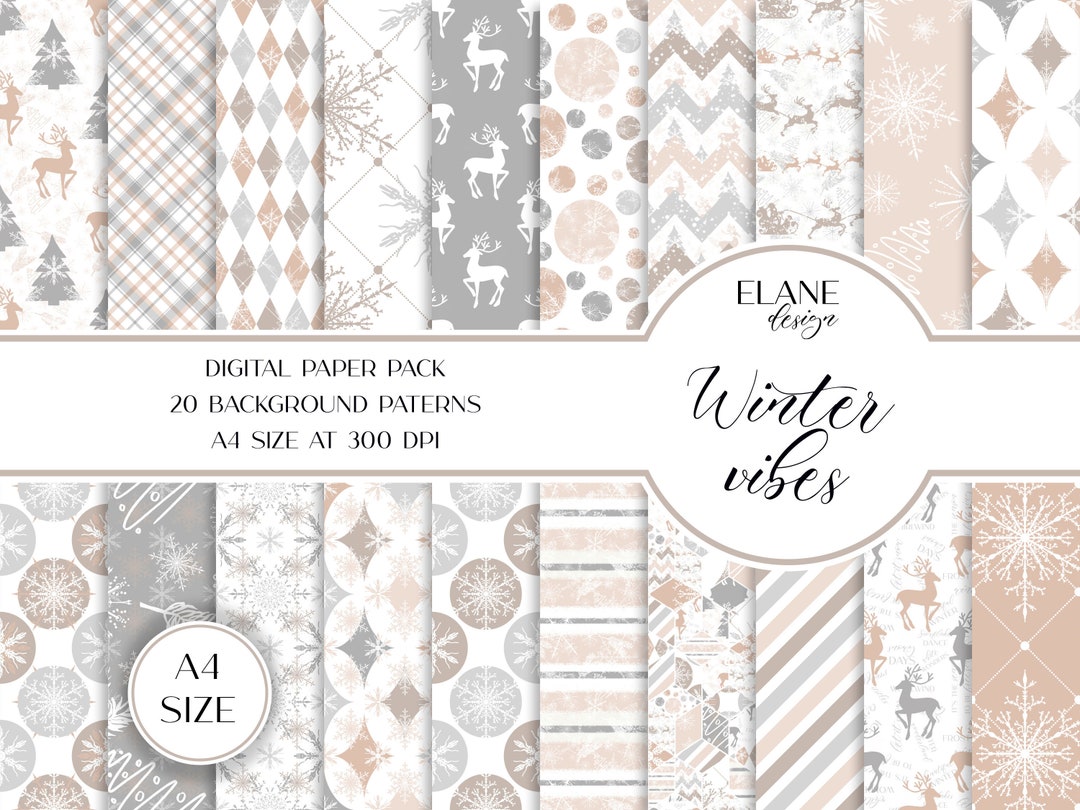 Winter Digital Paper, Winter Printable Paper, Snowflake Pattern ...