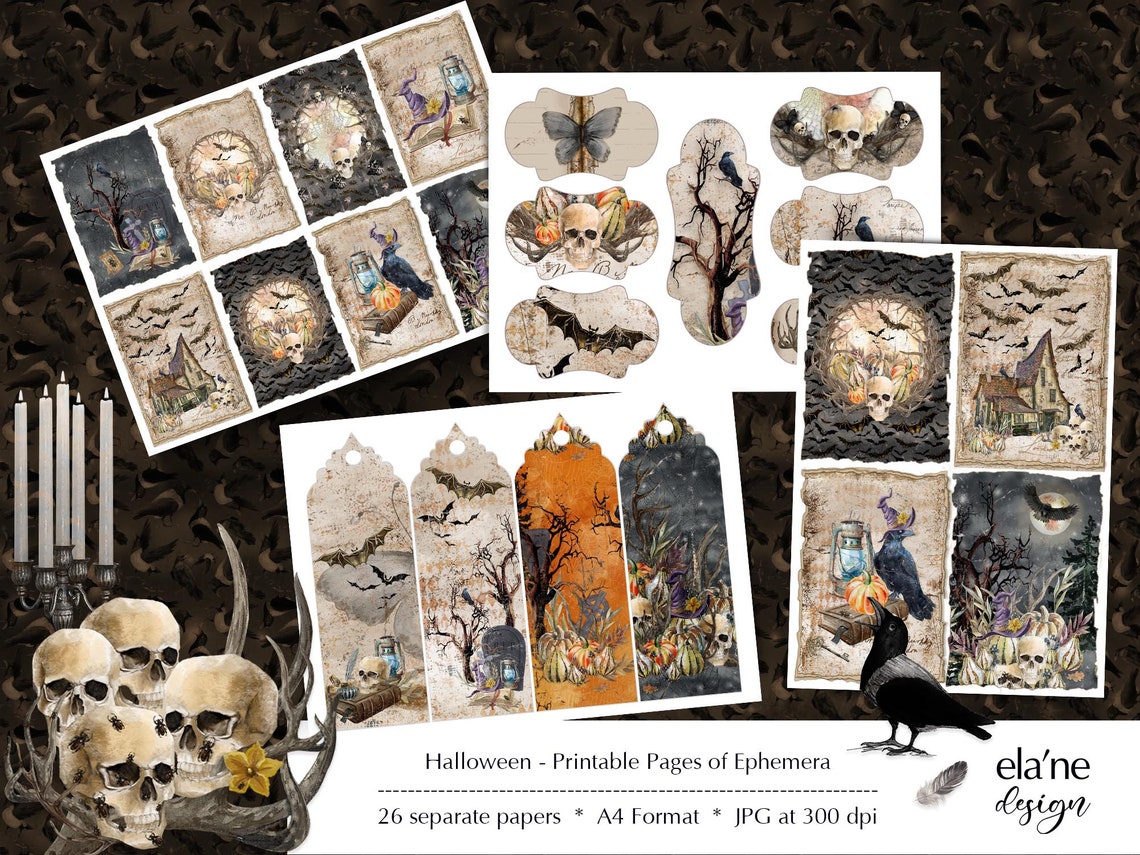 Halloween Printable Ephemera Embellishments for Scrapbooking - Etsy