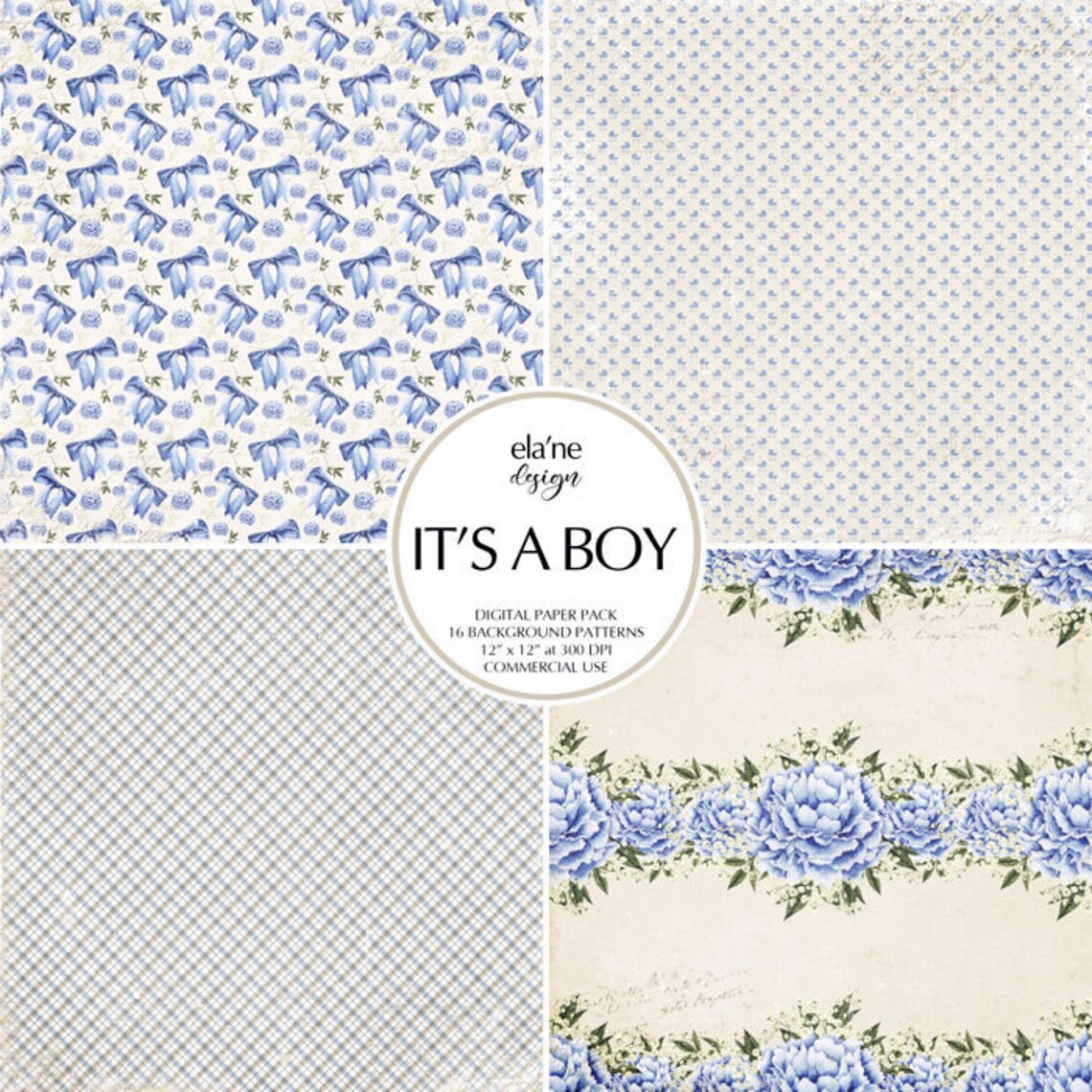 Baby Boy Digital Paper Vintage Scrapbook Paper Teddy Bear - Etsy