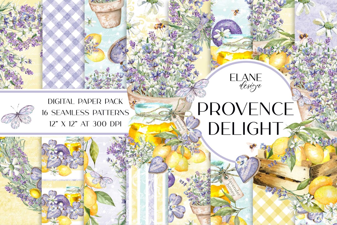 Lavender Digital Paper Purple Yellow Background Lemon - Etsy