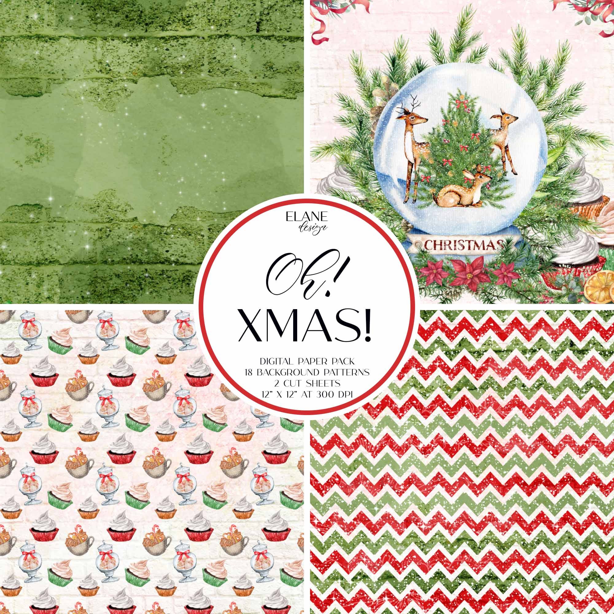 Christmas Digital Paper, Winter Digital Files, Holiday Scrapbooking ...