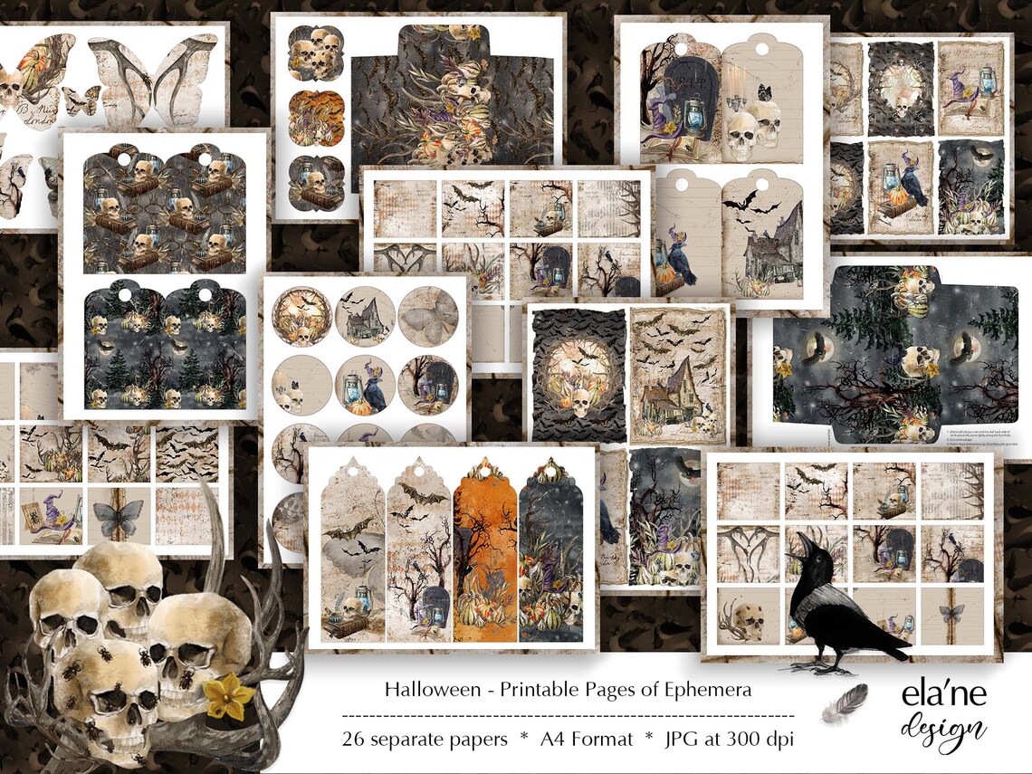 Halloween Printable Ephemera Embellishments for Scrapbooking - Etsy