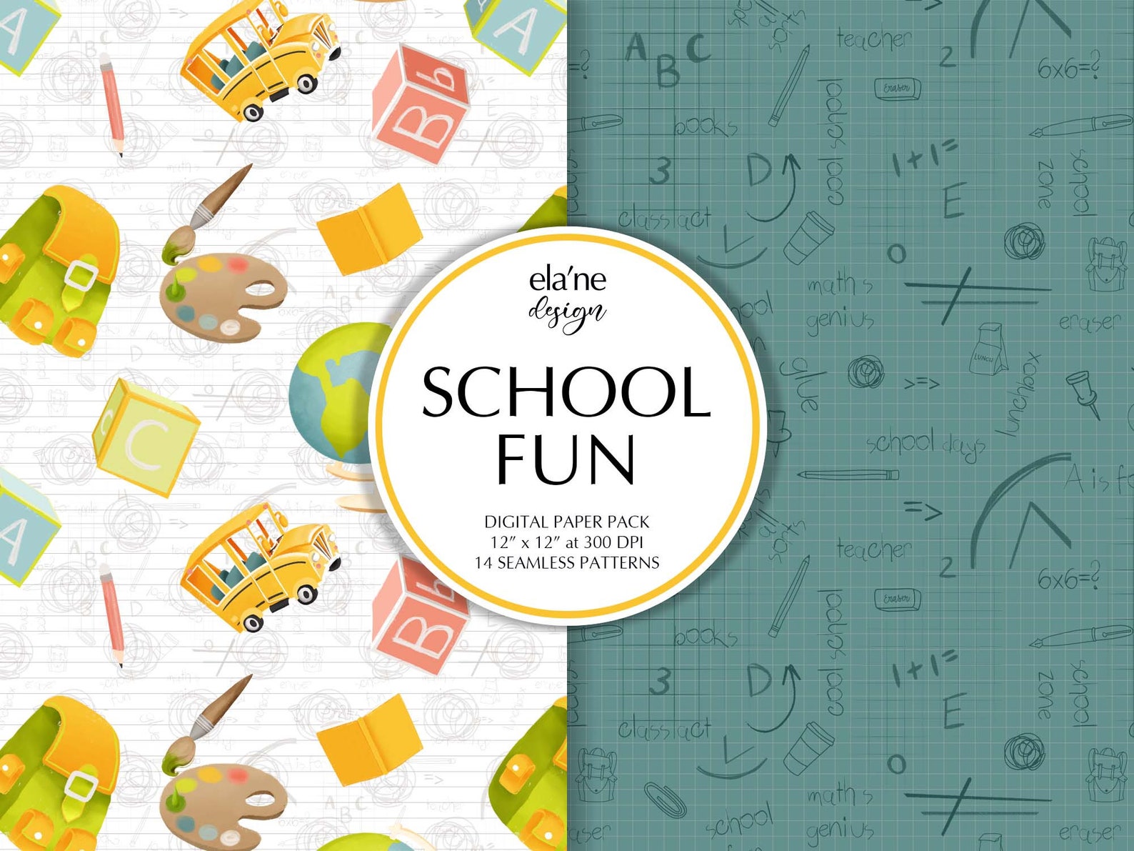 School Digital Paper, School Seamless File, Alphabet Pattern, School ...