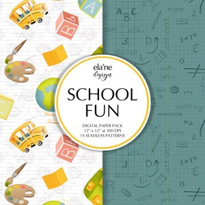 School Digital Paper, School Seamless File, Alphabet Pattern, School ...