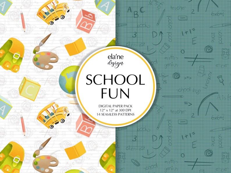 School Digital Paper, School Seamless File, Alphabet Pattern, School ...
