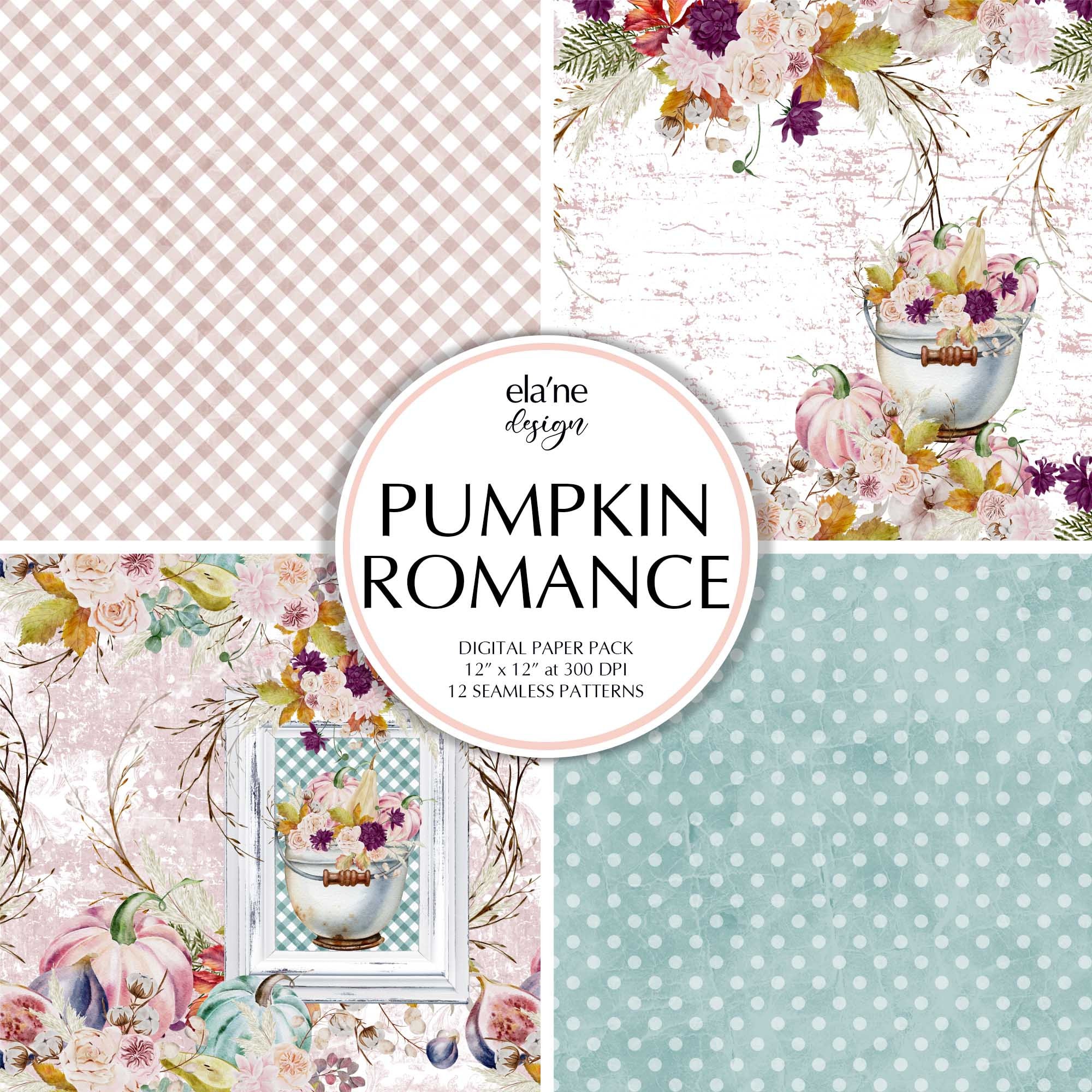 Fall Floral Digital Paper Autumn Design Pumpkin Seamless | Etsy