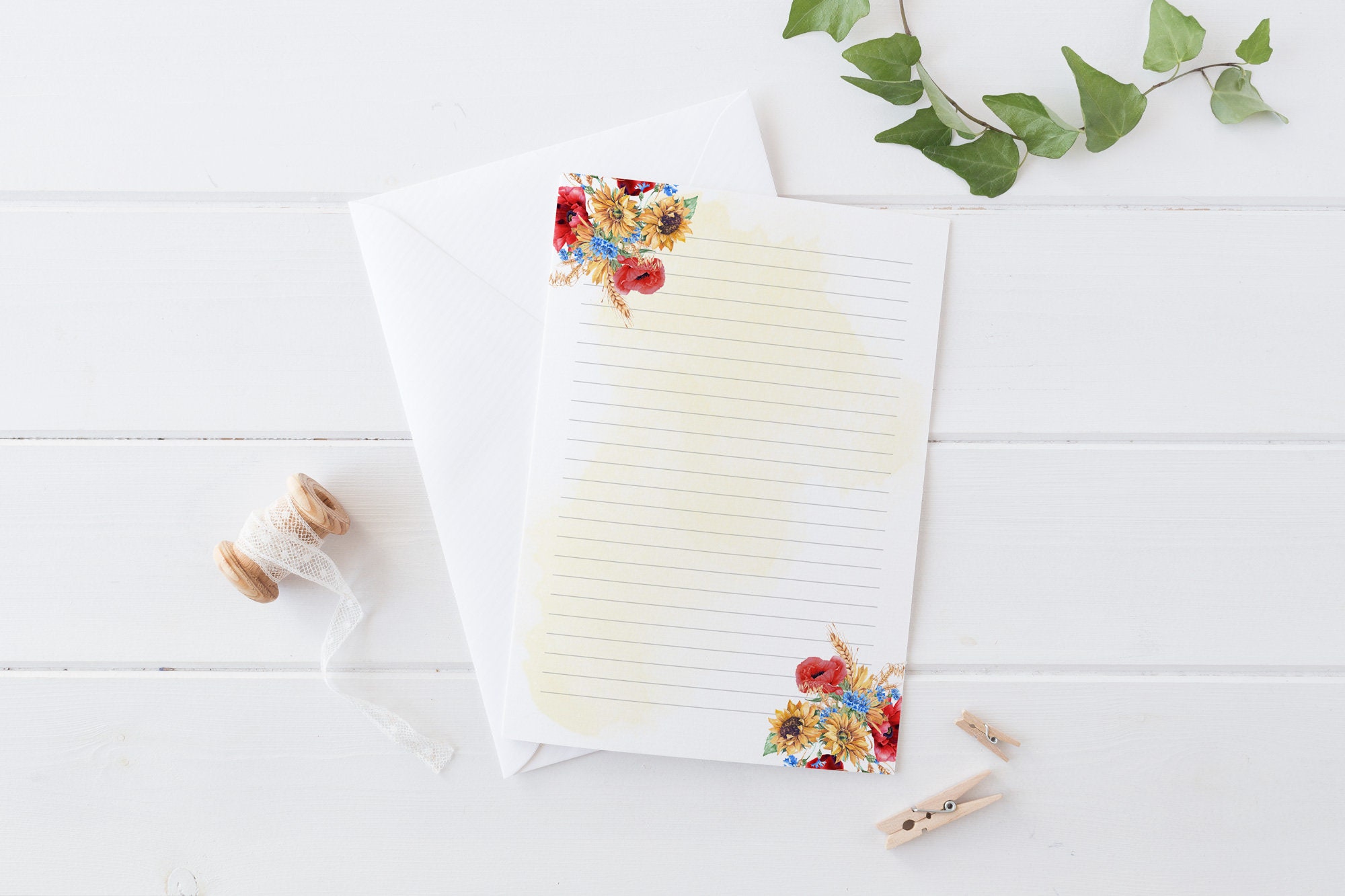 Printable Stationery Paper, Floral Stationery Set, Printable Writing ...