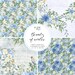 Blue Floral Digital Paper, Winter Digital Background, Blue Flowers ...